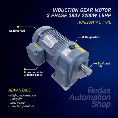 Jual Motor gearbox horizontal 2200W II 2.2KW II 3 HP II shaft 50mm II ...