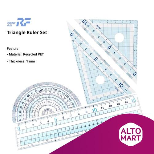 Jual Raymay Basic Ruler Set Penggaris Busur Segitiga Protractor 15 18 ...