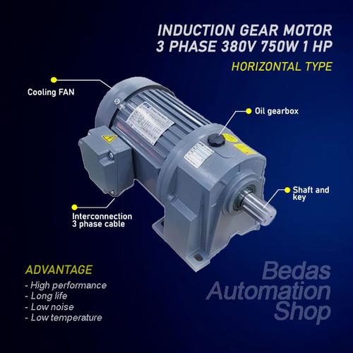 Jual Motor gearbox horizontal 750W II 0.75KW II 1 HP II shaft 28mm II ...