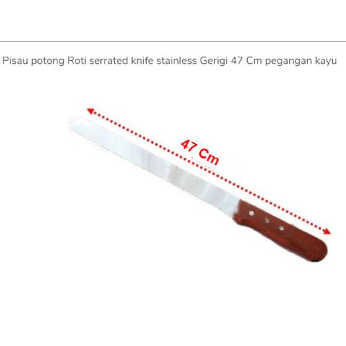 Jual Pisau potong Roti serrated knife stainless Gerigi 47 Cm pegangan ...