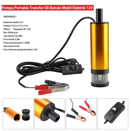Jual Pompa Portable Transfer Oli Bensin Mobil Elektrik 12V - Kab ...