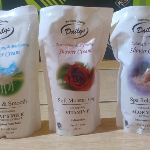 Jual dailys shower cream pouch 900ml Refill 3 varian goats, VIT e ...