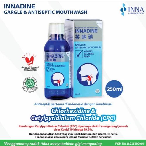 Jual OBAT KUMUR INNADINE GARGLE ANTISEPTIC MOUTHWASH 250 ML OBAT KUMUR ...