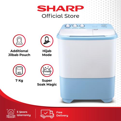 Promo Sharp Mesin Cuci Dua Tabung ES-T79SJ-BL/PK 7.5kg Hijab Series ...
