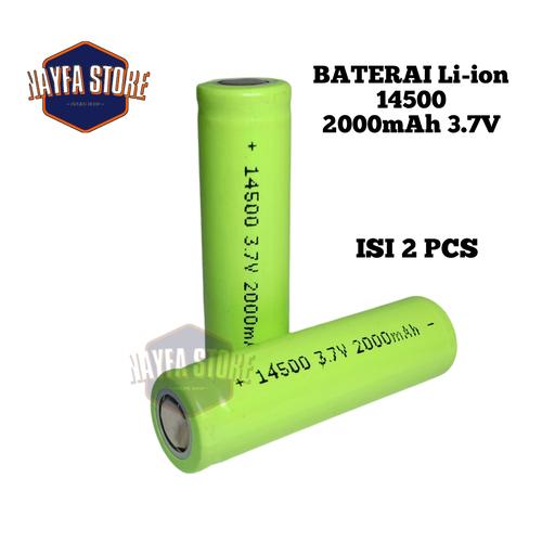 Jual Batrai Isi Ulang/Baterai Cas Li-ion 14500 2000mAh 3.7V Hijau Isi 2 ...