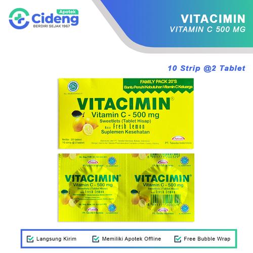 Jual VITACIMIN Vitamin C 500mg Tablet Hisap Fresh Lemon 1 Box - Jakarta ...