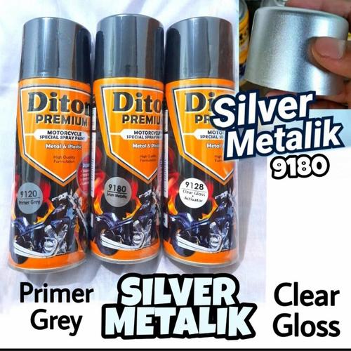 Jual Paket Pilok Diton premium Primer grey + Silver Metalic + Clear ...
