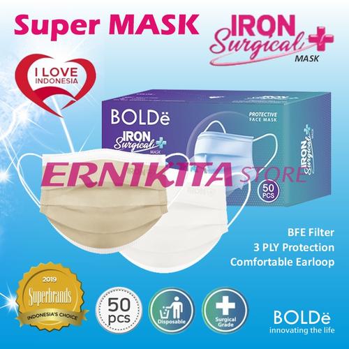 Jual BOLDe IRON Surgical Mask 3 ply / Masker Medis izin Depkes - Putih ...