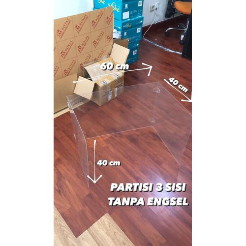 Jual PARTISI SEKAT / PEMBATAS MEJA AKRILIK 3 SISI PORTABLE TANPA ENGSEL ...