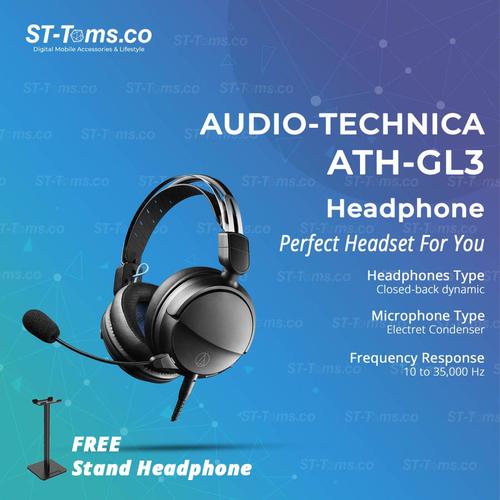 Promo Audio Technica ATH-GL3 / ATH GL 3 Gaming Headphone High-Fidelity ...