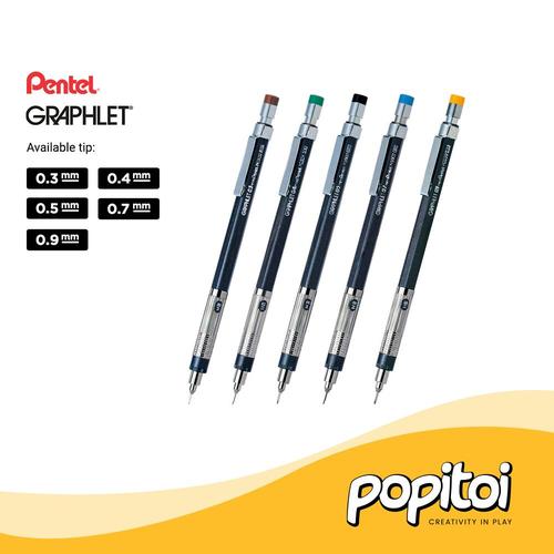 Promo Pentel GRAPHLET Mechanical Pencil 0.3 0.4 0.5 0.7 0.9mm Pensil Mekanik - 0.7 mm - Kota ...