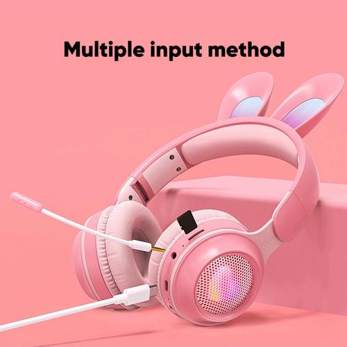 Jual Headset anak Telinga Kelinci Mic Headphone Bluethoot pink bukan ...