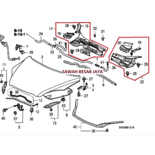 Jual Cowl Top Assy Panggangan Sate Karet Cover Plastik Kaca Wiper CRV ...
