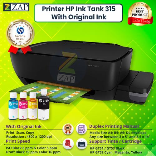 Jual Ink Tank Printer HP 315 All-in-One Print Scan Copy Pengganti ...