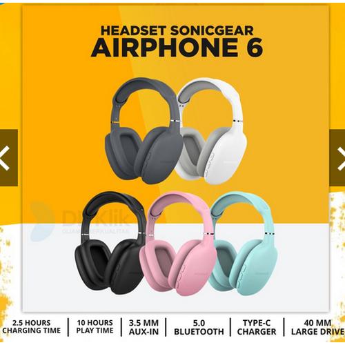 Jual Headset Bluetooth Headphone Wireless SonicGear AirPhone 6 with Mic ...