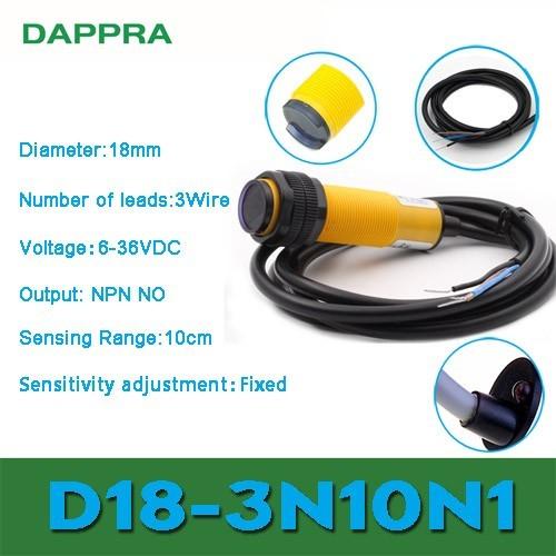 Jual D18-3N10N1 Replace E3F-DS10C4 10CM 3Wire NPN Photoelectric Sensor ...