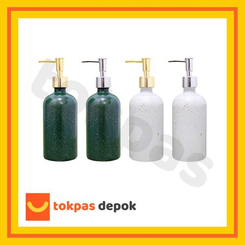 Jual Botol Kaca Tempat Sabun Cair Shampo Bulat Marble Yumi 500 ml ...