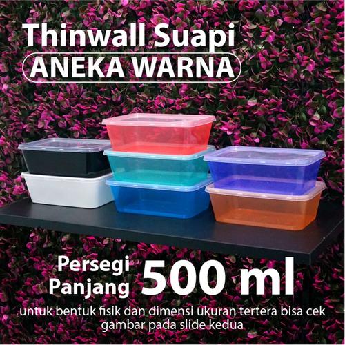 Jual thinwall warna kotak makan box plastik rectangle suapi 500ml ...
