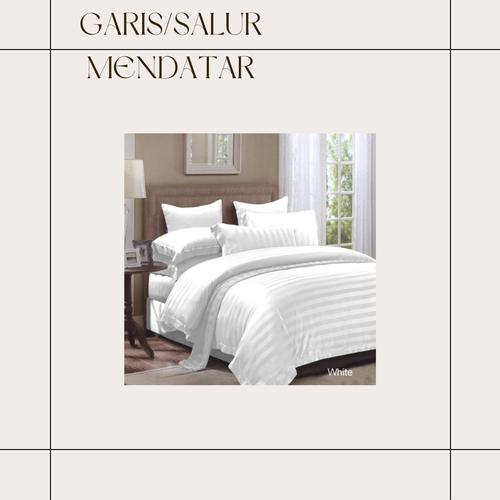 Jual Sprei Hotel Premium Bahan Dobby Putih motif Garis Kotak Ukuran ...