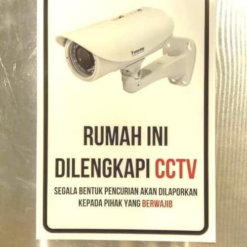Jual sign stiker rumah ini dilengkapi cctv / sticker cctv rumah - 20x15 ...