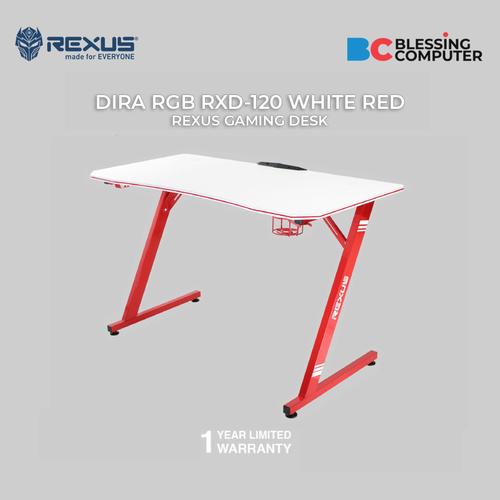 Promo MEJA GAMING REXUS DIRA RGB RXD 120 WHITE RED / Gaming Desk Rexus ...