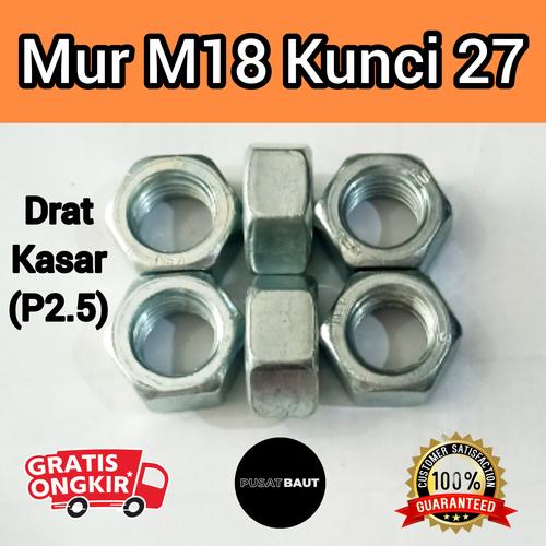 Jual Mur M18 Mur Kunci 27 Putih Hex Nut Diameter 18 mm Pitch 2.5 - Kota ...