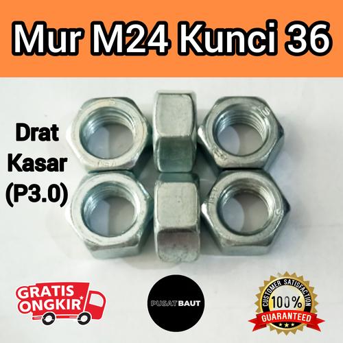 Jual Mur M24 Mur Kunci 36 Putih Hex Nut Diameter 24 mm Pitch 3.0 - Kota ...