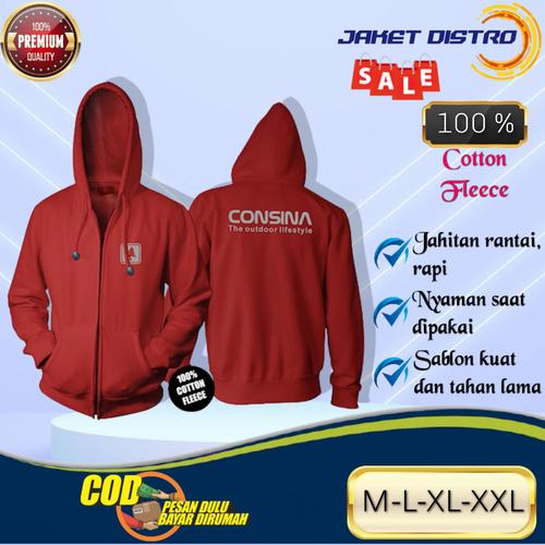 Jual Jaket Hoodie Distro Pria Cowok Logo CONSINA ABU Super Premium ...