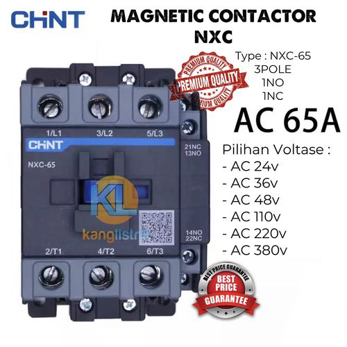 Jual KONTAKTOR CONTACTOR CHINT 65A NXC-65 AC 24v 36v 48v 110v 220v 380v ...