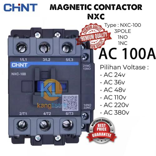 Jual KONTAKTOR CONTACTOR CHINT 100A NXC-100 AC 24v 36v 48v 110v 220v ...