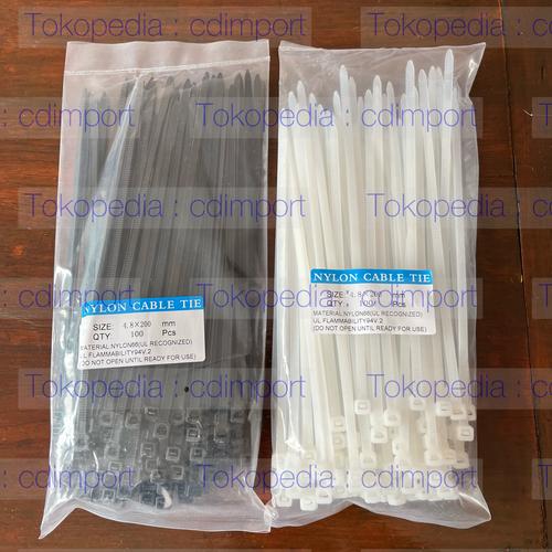 Jual Kabel Tie 4,8 x 20cm Cable Ties Nylon 4.8 x 200mm Hitam Putih ...