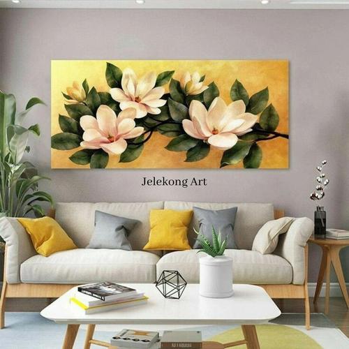 Jual Lukisan Minimalis Modern Bunga 004 Asli Lukisan Tangan Bonus Frame ...