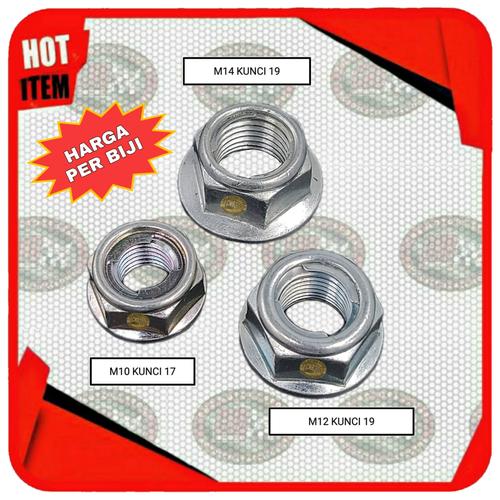 Jual MUR LOCK FLANGE LOCKNUT M10 M12 M14 AS RODA DEPAN BELAKANG TENGAH ...
