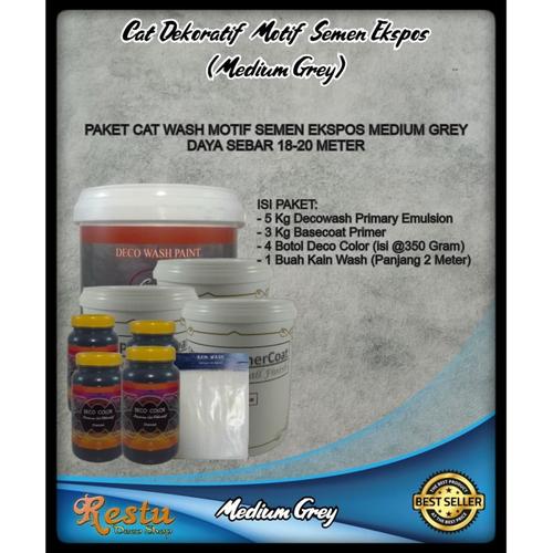 Jual Paket Cat Wash Motif Semen Ekspos Medium Grey Daya Sebar 18-20 ...