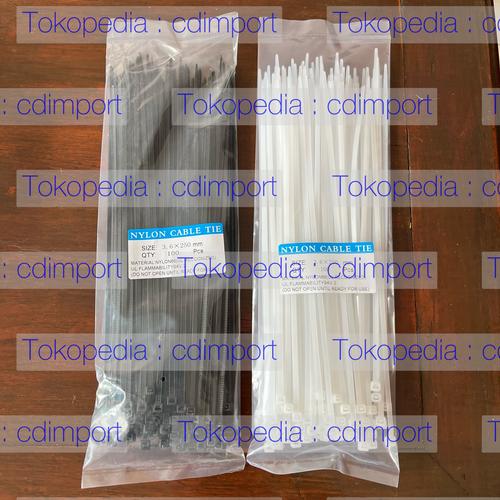 Jual Kabel Tie 3,6 x 25cm Cable Ties Nylon 3.6 x 250mm Hitam Putih - Hitam - Jakarta Pusat ...