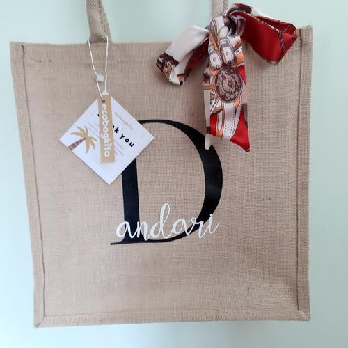 Jual Tas Goni Jute Bag Custom Nama Tulisan - Ukuran Portrait - Hitam ...