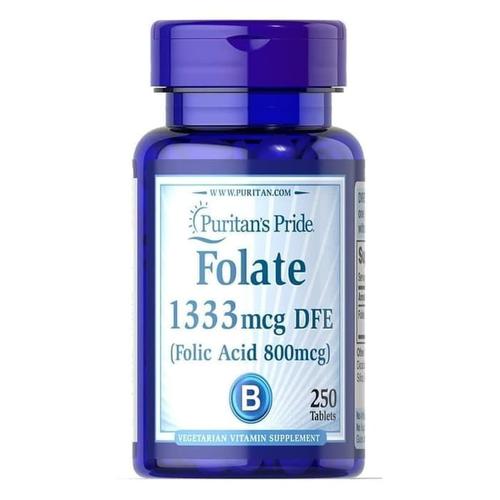Jual Puritans Pride Folate 1333 Mcg DFE Folic Acid 800 Mcg 250 Tablets ...