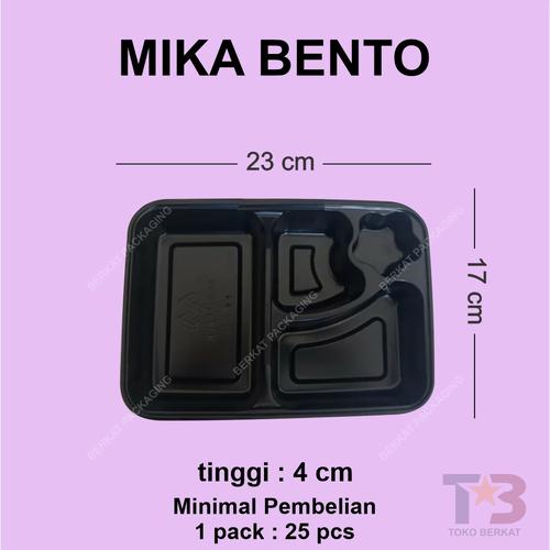 Jual Mika Bento 4 Sekat Warna Hitam isi 25pcs / Box Bento/ Mika Lunch ...