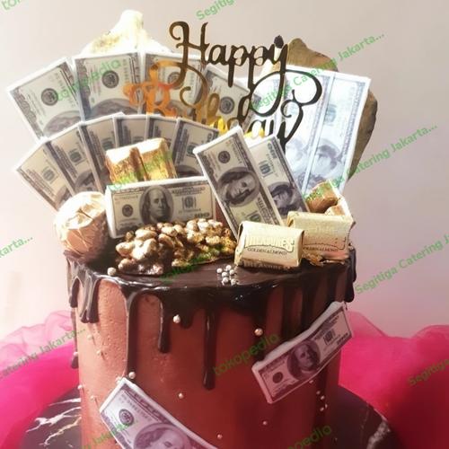 Jual Dollar Cake - Drip Cake - Kue Ultah Motif Dolar & Emas - Jakarta ...