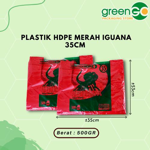 Jual KANTONG PLASTIK HDPE MERAH 35CM BESAR 500GR IGUANA PLASTIK MERAH ...