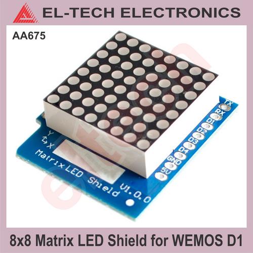 Jual 8x8 Dot Matrix LED Shield WeMos D1 Lattice Module Red - Kota ...