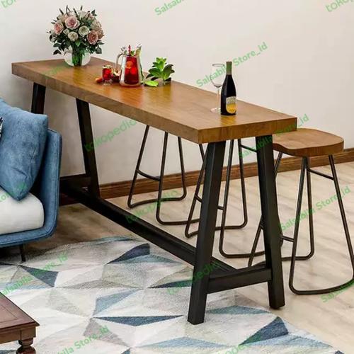 Jual Meja Bar Cafe Minimalis Kayu Jati Kombinasi Besi Hollow - Kab ...