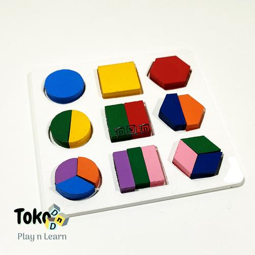 Jual Mainan Edukasi Anak Puzzle Kayu Cat Geometri Pecahan Bentuk ...