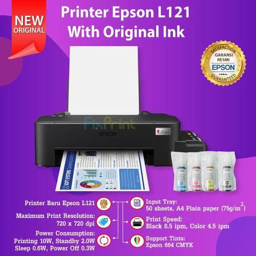 Promo Epson L121 Print Only L-121 L 121 Printer Pengganti L120 Infus 4 ...