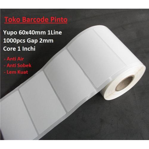 Jual Yupo 60x40mm 1Line 1000pcs Gap 2mm Core 1 Inchi / Label Stiker ...
