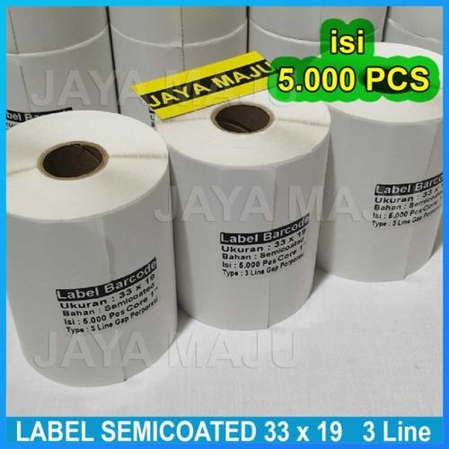 Jual KERTAS STICKER LABEL SEMICOATED PRINTER BARCODE 33 X 19 (3 LINE ...