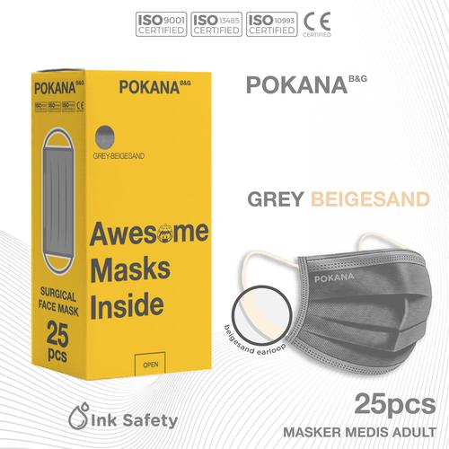 Promo POKANA B&G 4-ply Earloop Surgical Face Masker- Box isi 25s Grey ...