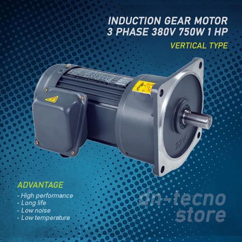Jual Motor Gearbox Vertical AC 3 Phase 380V 1HP (750W) 4 Pole 1450 RPM ...