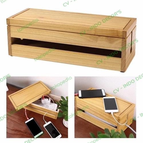 Jual Kotak Peyimpanan Kabel Listrik Kayu Tempat Charger Laptop Agar ...