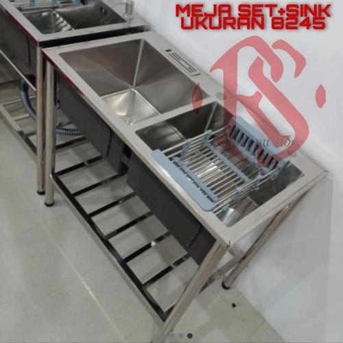 Jual KITCHEN SINK 8245 STAINLESS+KAKI KOMPLIT/ KITCHEN SINK MEJA ...